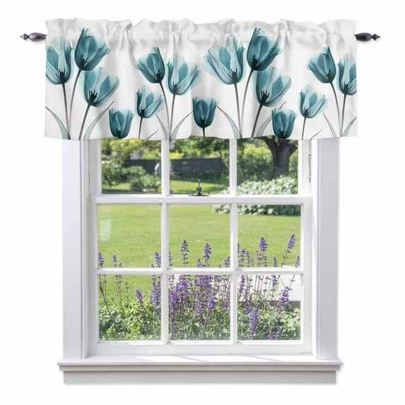 Black Tulip Valances for Windows, Minimalist Modern Flower Art Valance ...