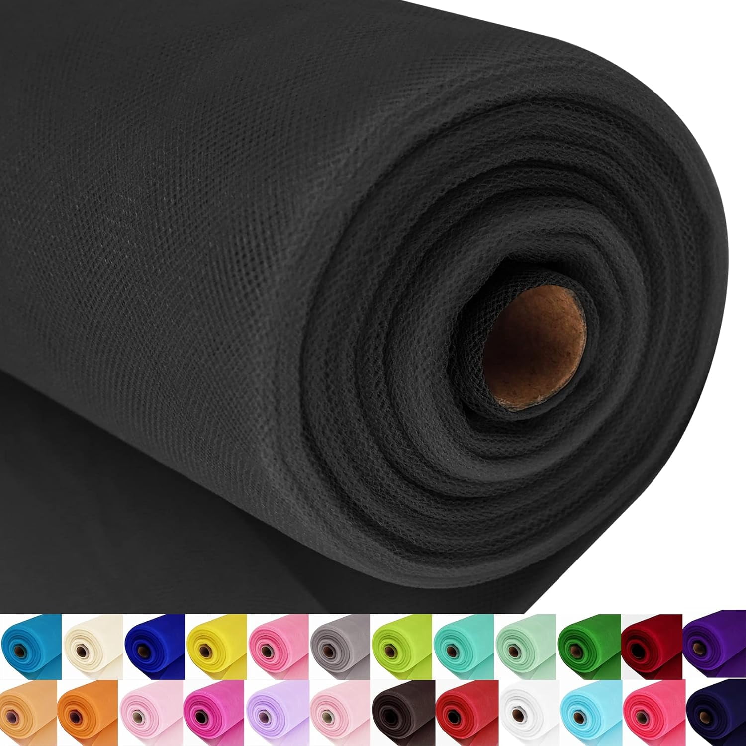 Black Tulle Fabric Roll Spool Bolt (54 Inch by 40 Yards) Large Tulle ...
