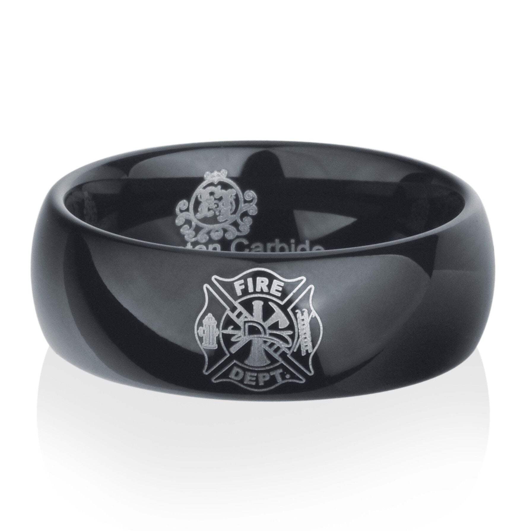 Black Tungsten Firefighter's Ring - Walmart.com