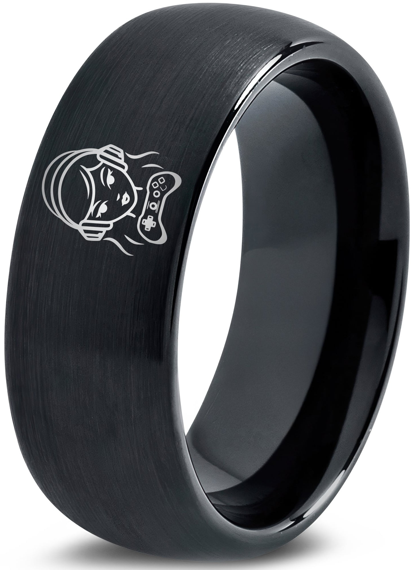 Black Class Rings for Women Tungsten Engagement Ring Gamer Pride ...