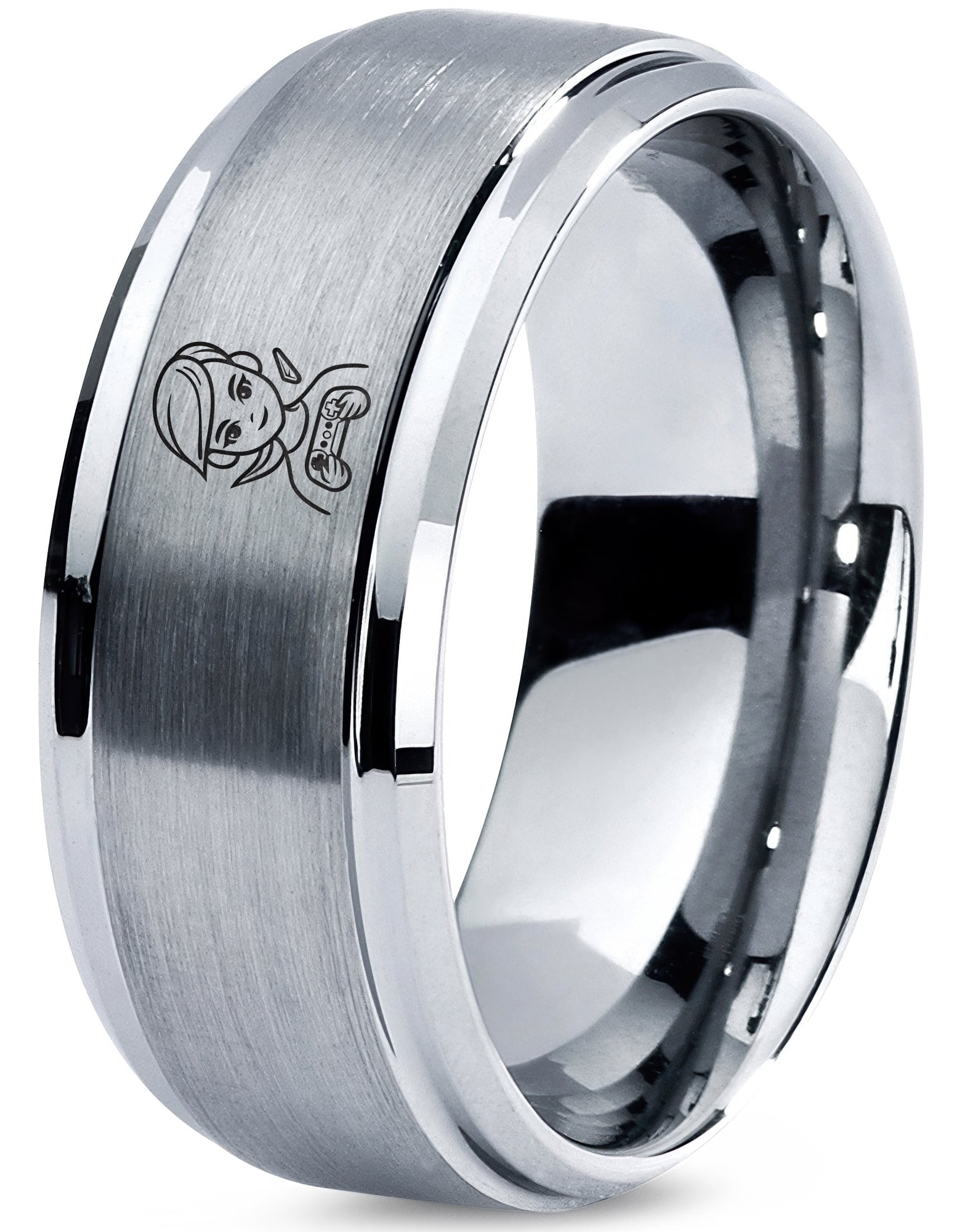 Tungsten Gamer Initial Ring Grey Best Gifts for Him Promise Rings 70s ...