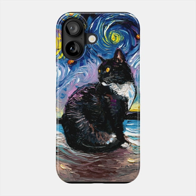 Black Tuxedo Cat in a Starry Night Phone Case for Apple iPhone 11-17 ...