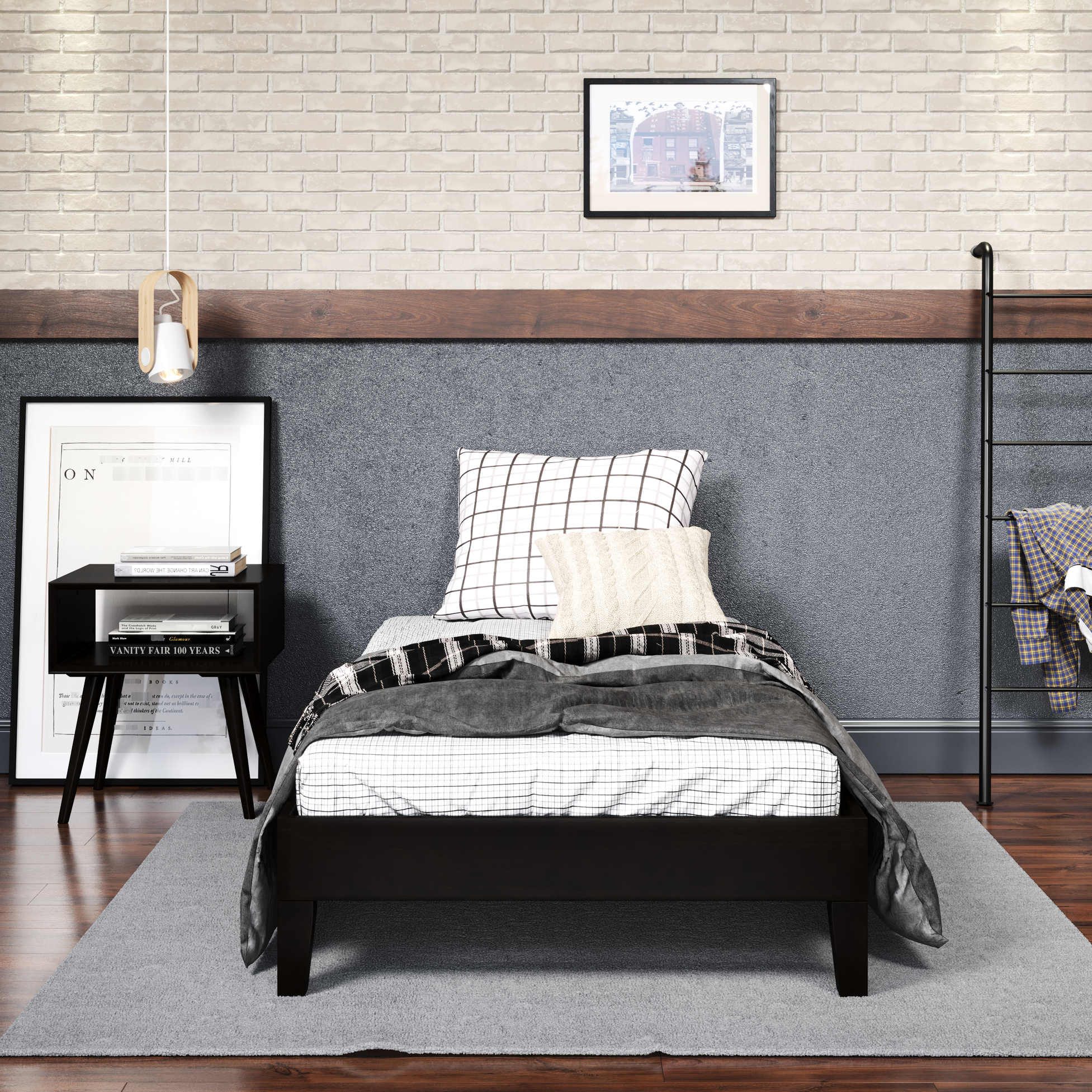 Black Twin Bed With Solid Pine Frame - 14 Support For Secure ...
