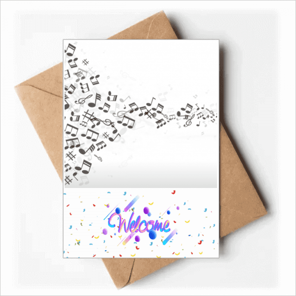 Black Twisted Music Notes White Welcome Back Greeting Cards Envelopes ...