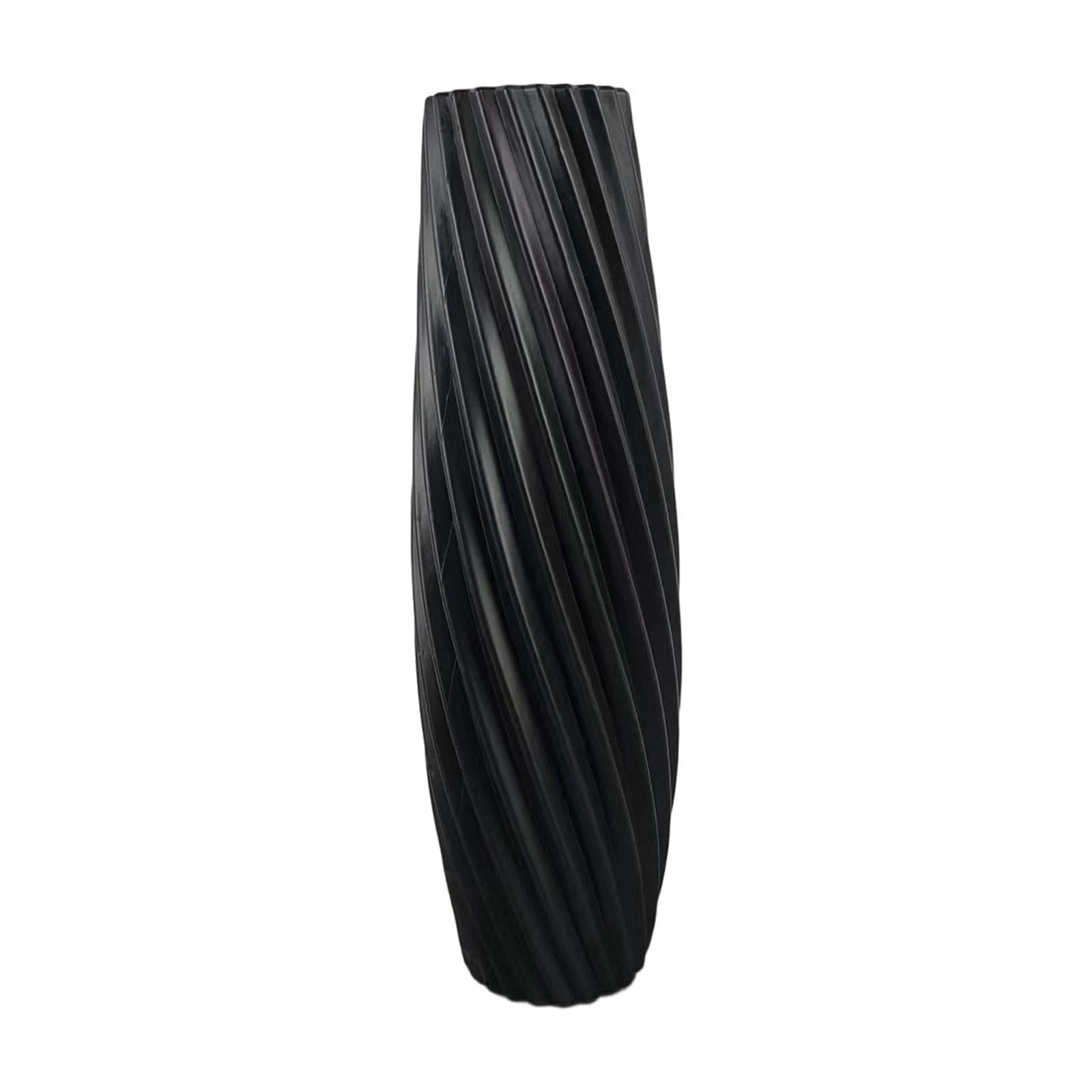 Black Twisted Plastic Vase Modern Ribbed Decorative Vase For Flowers ...