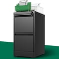 Black Two-Drawer Metal Vertical File Cabinet With Lock For Home Office ...