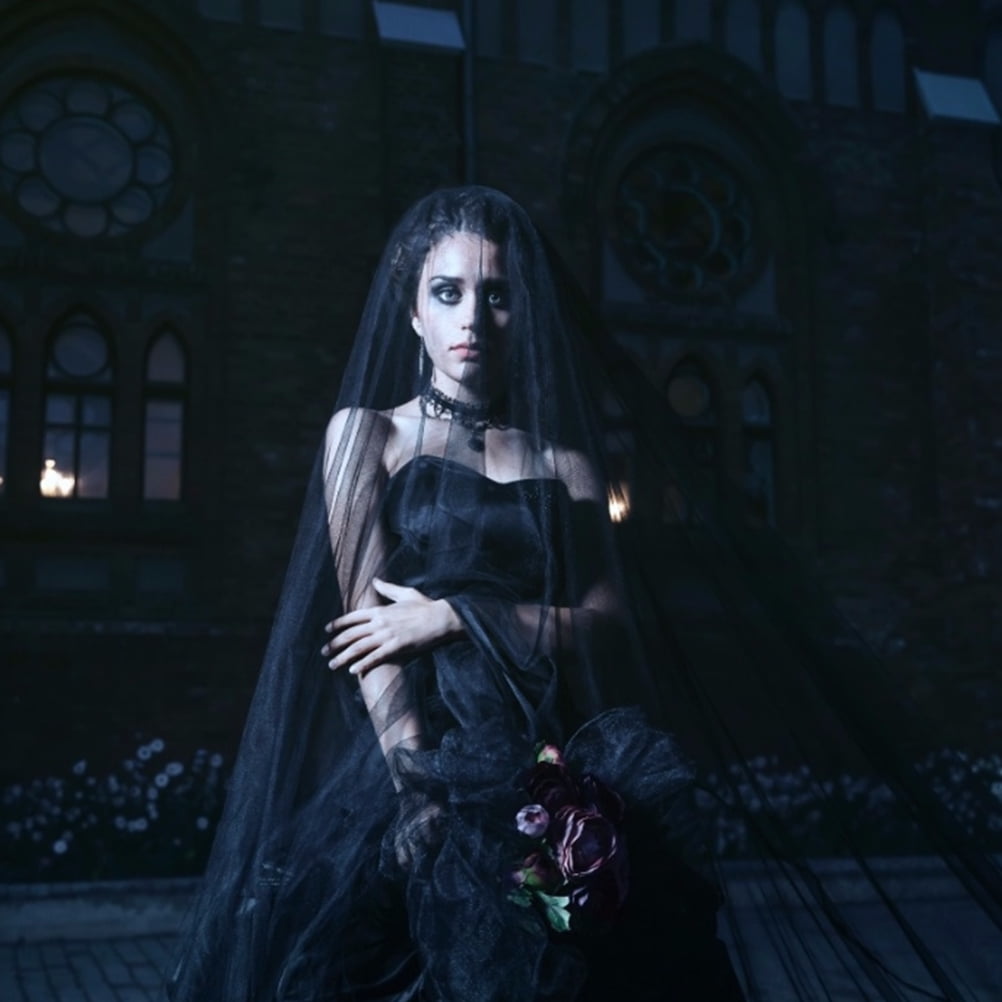 Black Two Layers Wedding Veils With Comb Lace Tulle Short Bridal Veil ...