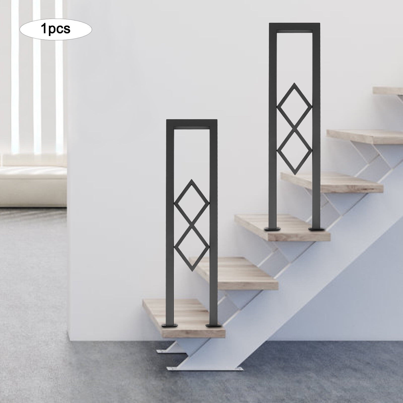 Black U-shaped Carbon Steel Handrail For Steps Stair Railing Hand Rail ...