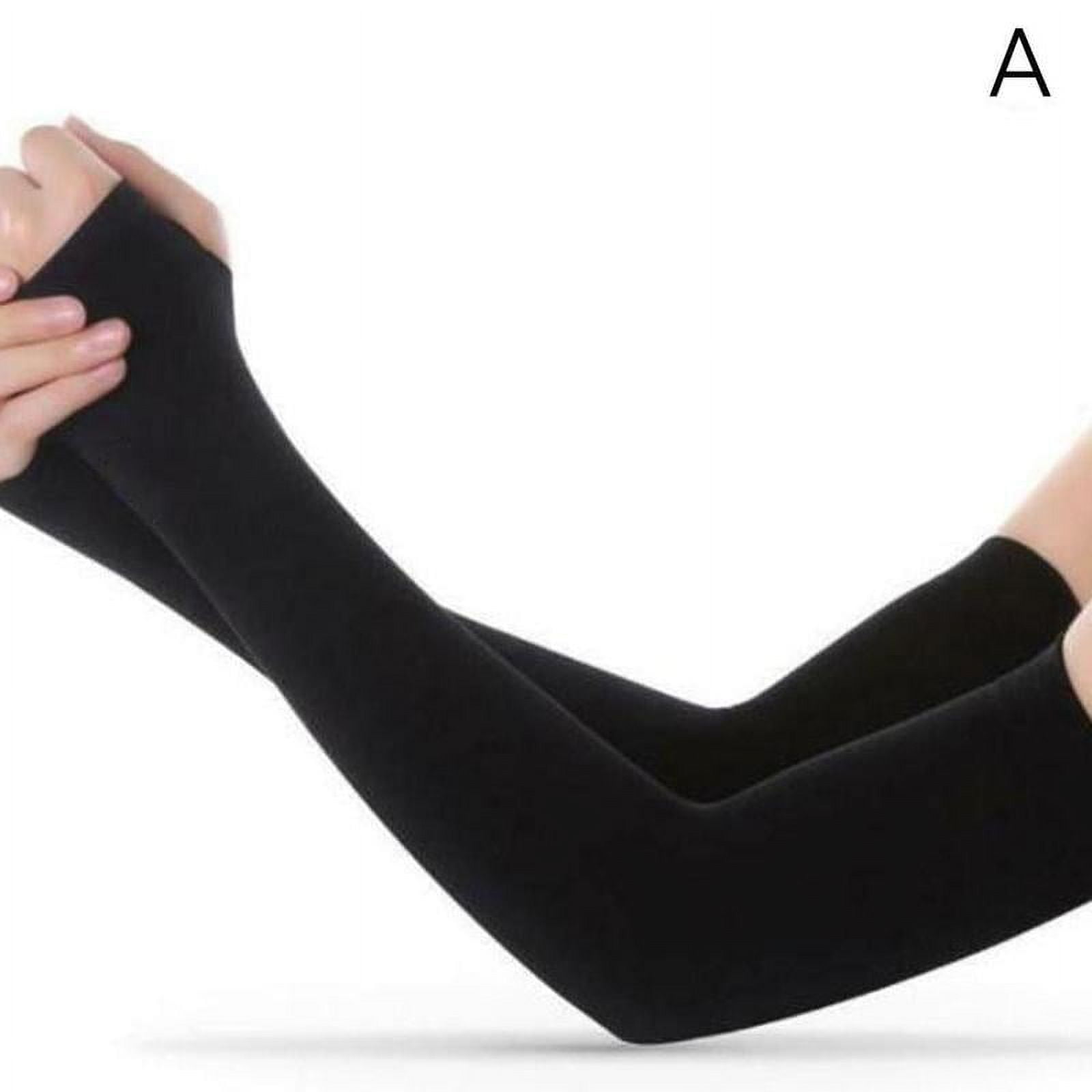 Black UPF 50 Arm Sleeves with Hand Cover for Sun Protection and Cooling ...