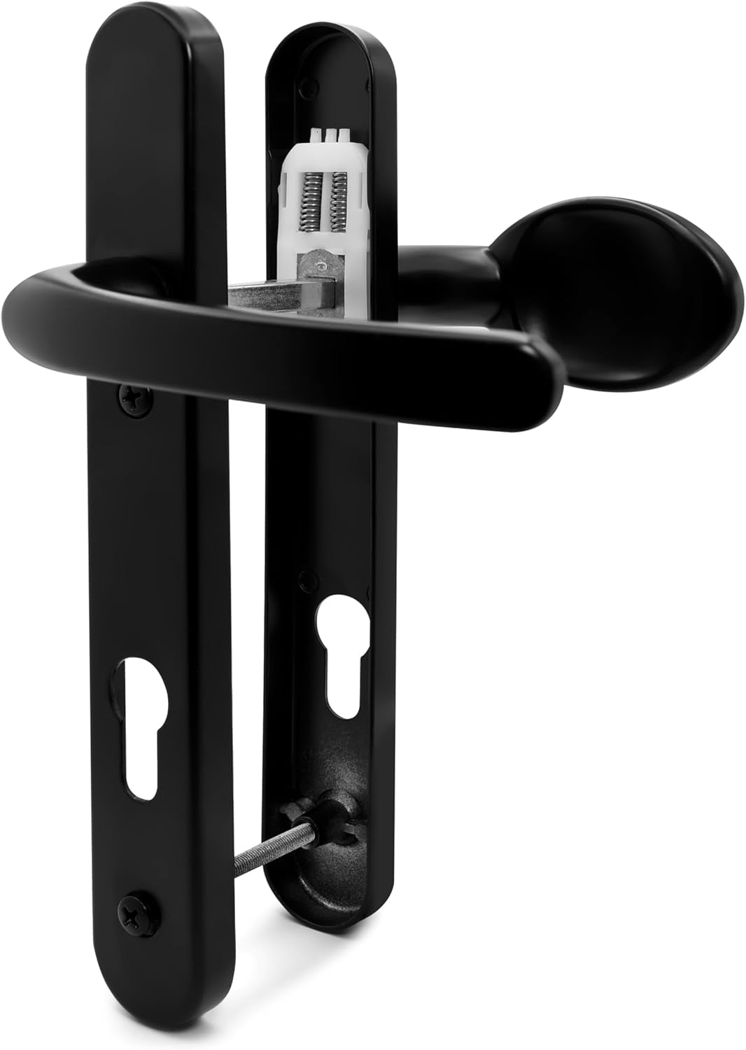 Black UPVC Door Handle Pair Set, Sprung, 92mm PZ Centres, Lever ...