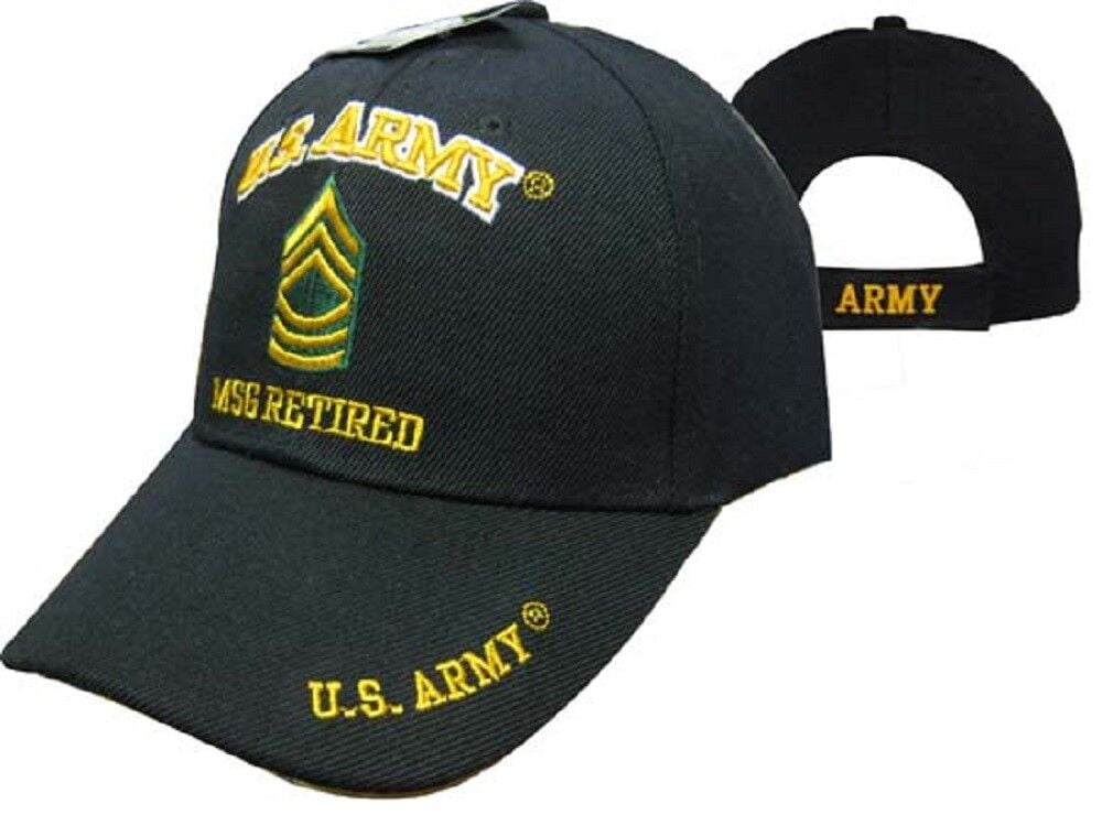 Black US Army MSG Master Sergeant Retired Hat Ball Cap Veteran E-8 ...