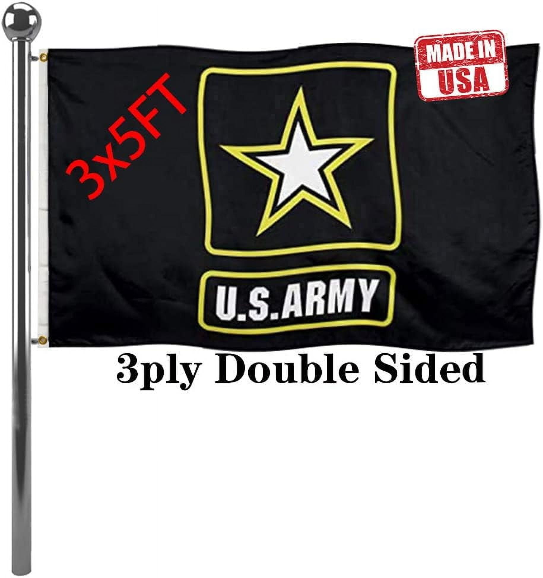 U.S. Army Black Military Flag 3x5, Double Sided, Heavy Duty Polyester ...