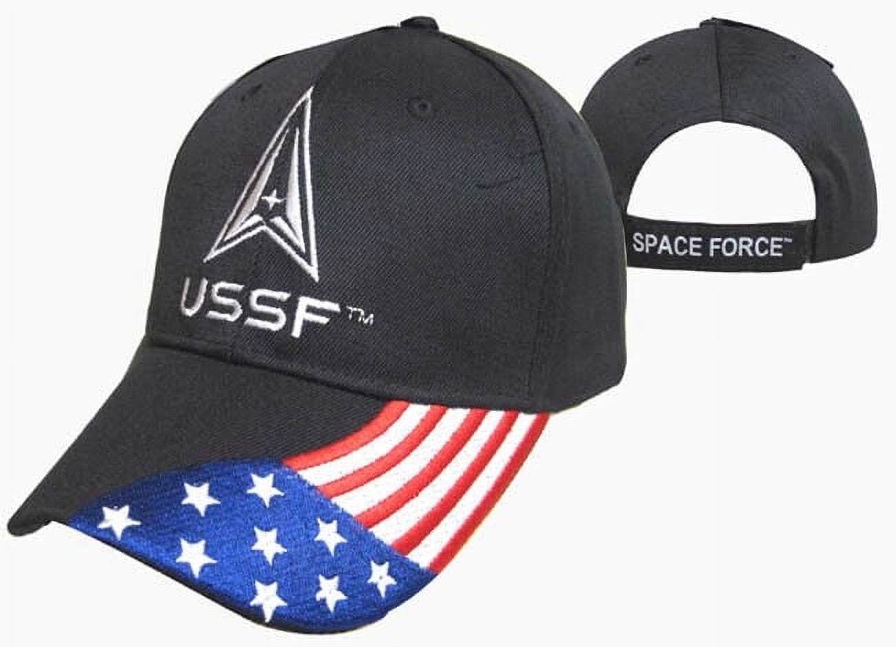 Black US Space Force Logo Cap USAF USSF/America Flag on bill Adjustable ...
