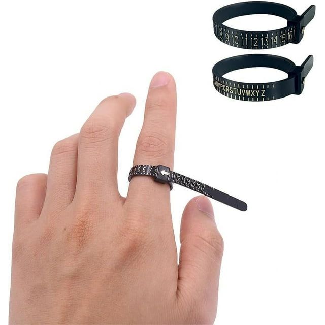 Black US UK Ring Sizer Measuring Tool Plastic Finger Sizer Ring Gauge ...