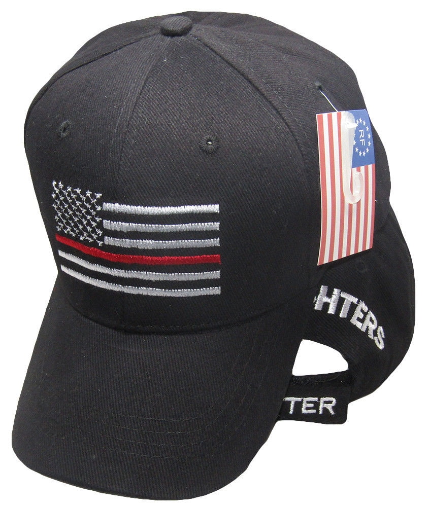Black USA Fire Thin Red Line Cap Low Profile Hat Baseball Support Fire ...