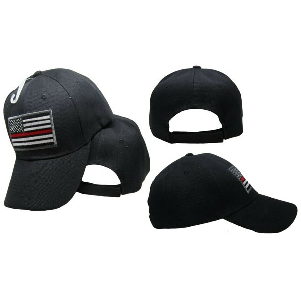 Black USA Thin Red Line Cap Low Profile Hat Support Fire Dept First ...