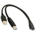 Black USB 3.0 Female to Dual USB Male Extra Power Data Y Extension ...