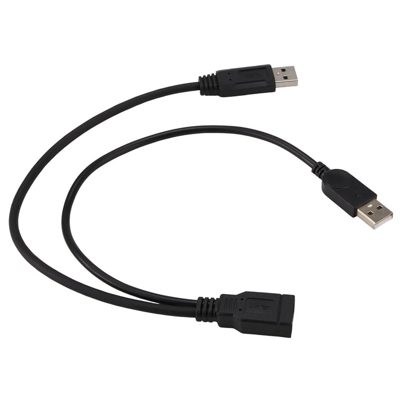 Black USB 3.0 Female to Dual Male Extra Power Data Y Extension Cable ...