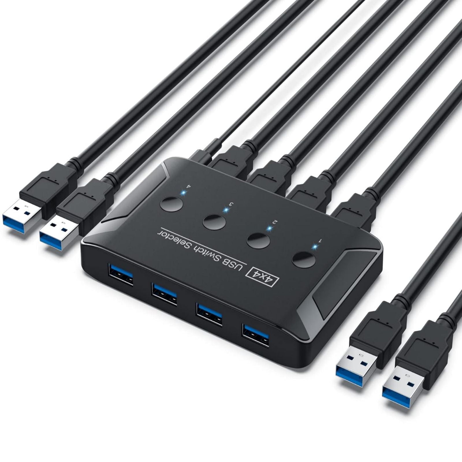 ENTSASMO Black USB 3.0 Switch, Premium USB Switcher Computers Sharing 4 ...