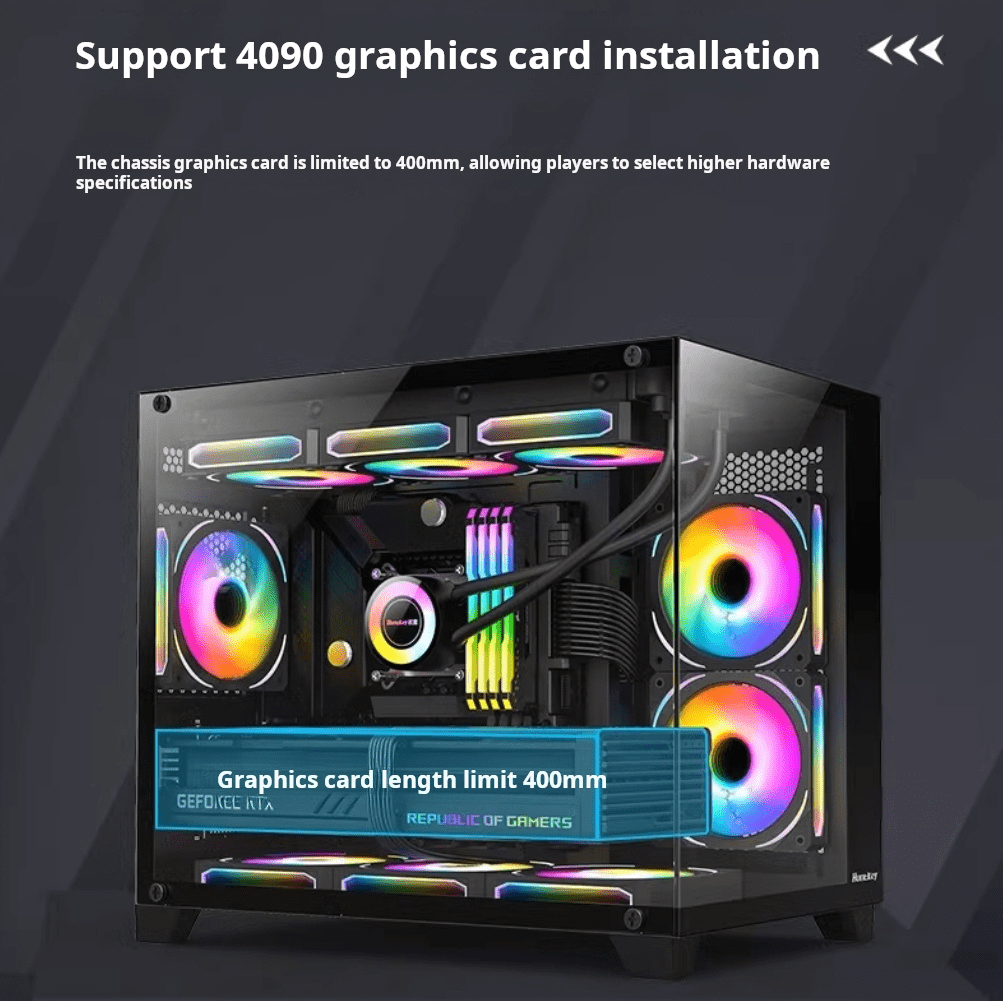 Black USB3.0 Tempered Glass M-ATX Tower Gaming PC Computer Case w/9 ARGB FAN/Controller/Remote ...