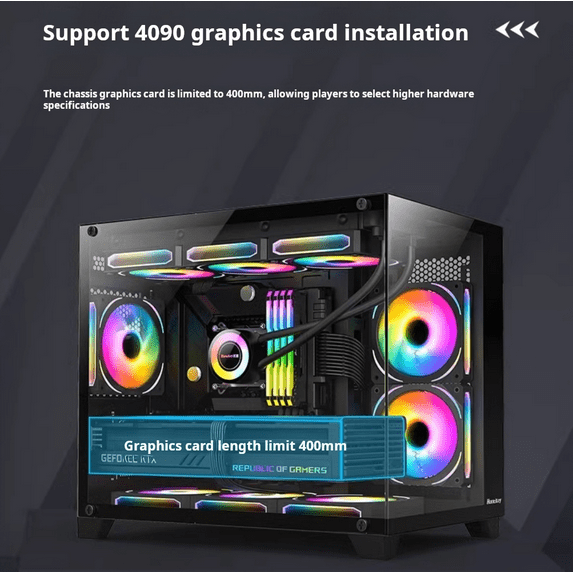 Black USB3.0 Tempered Glass M-ATX Tower Gaming PC Computer Case w/9 ...