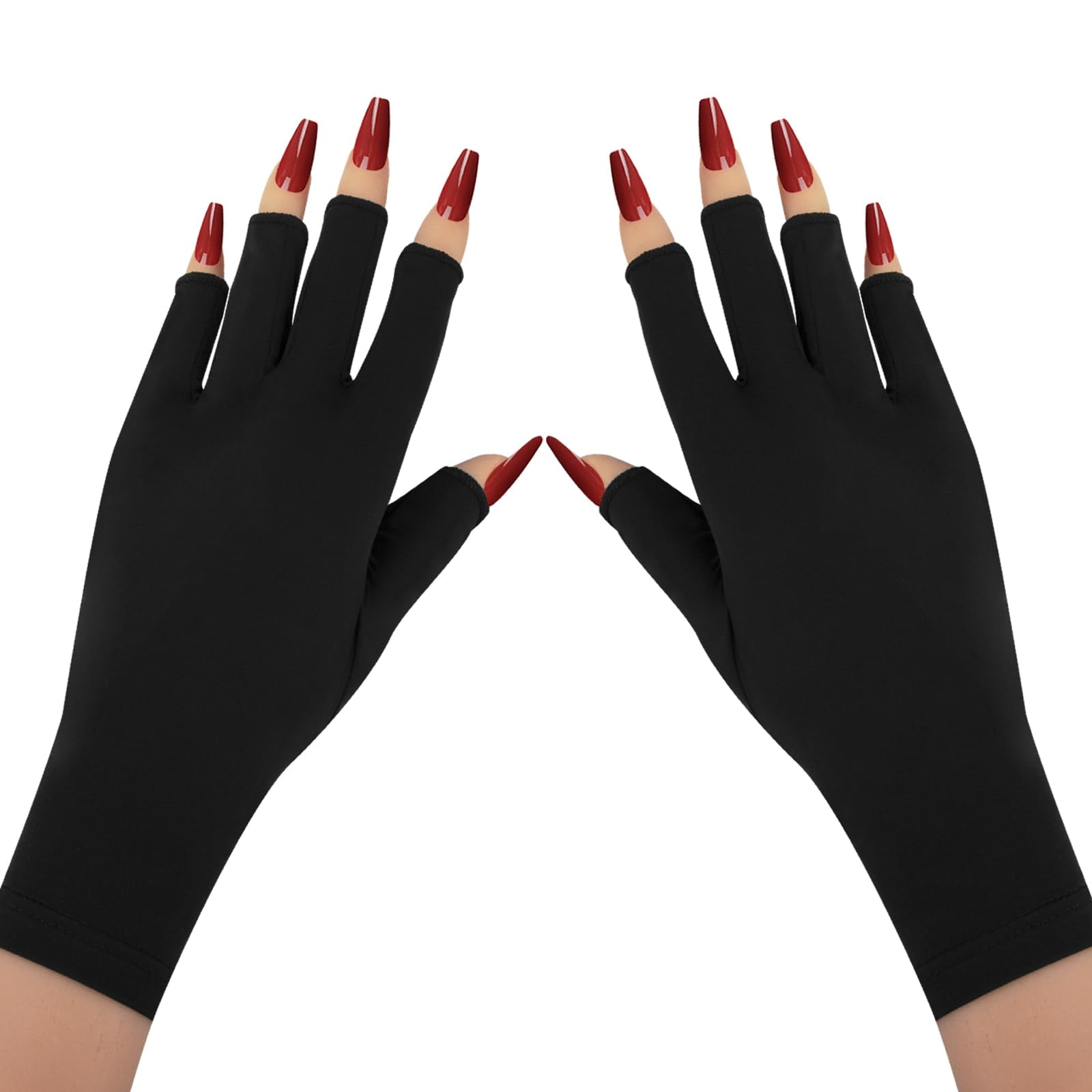 MODANU Black UV Gloves for Gel Nail Lamp, UPF50+ Fingerless Manicure ...