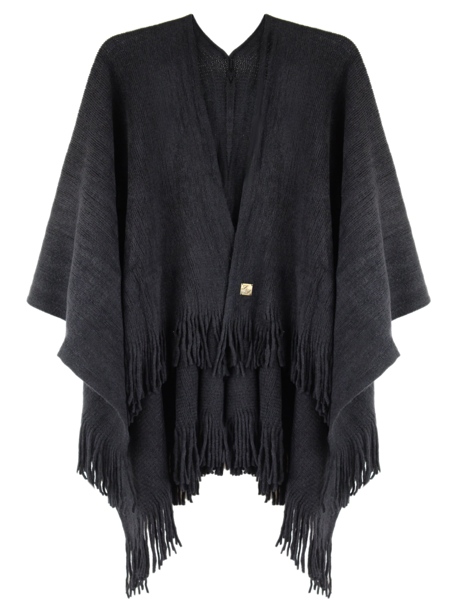 Black Ultra Soft Knit Poncho Shawl - Walmart.com