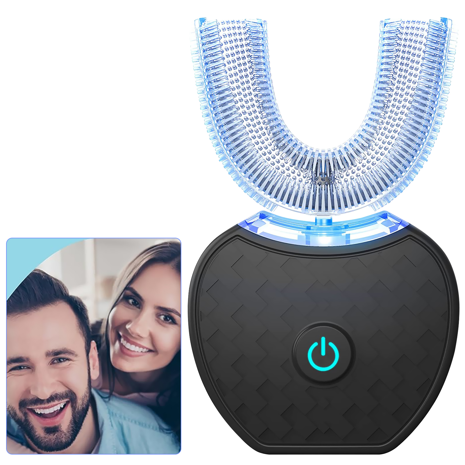 Black Ultrasonic Automatic Toothbrush, 360° Electric Sonic Toothbrush ...