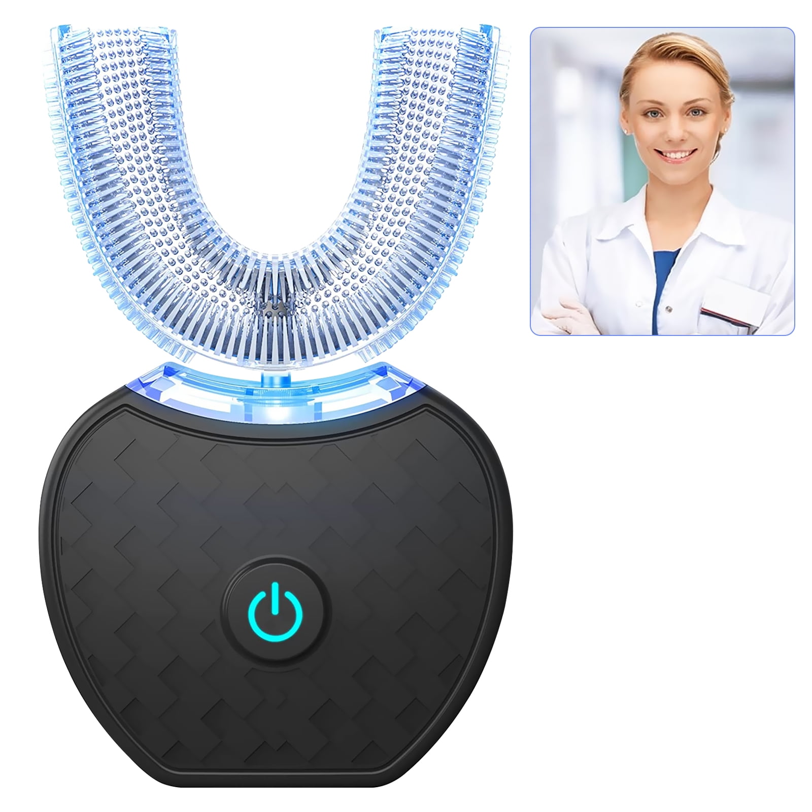 Black Ultrasonic Automatic Toothbrush, Electric Sonic Toothbrush for ...