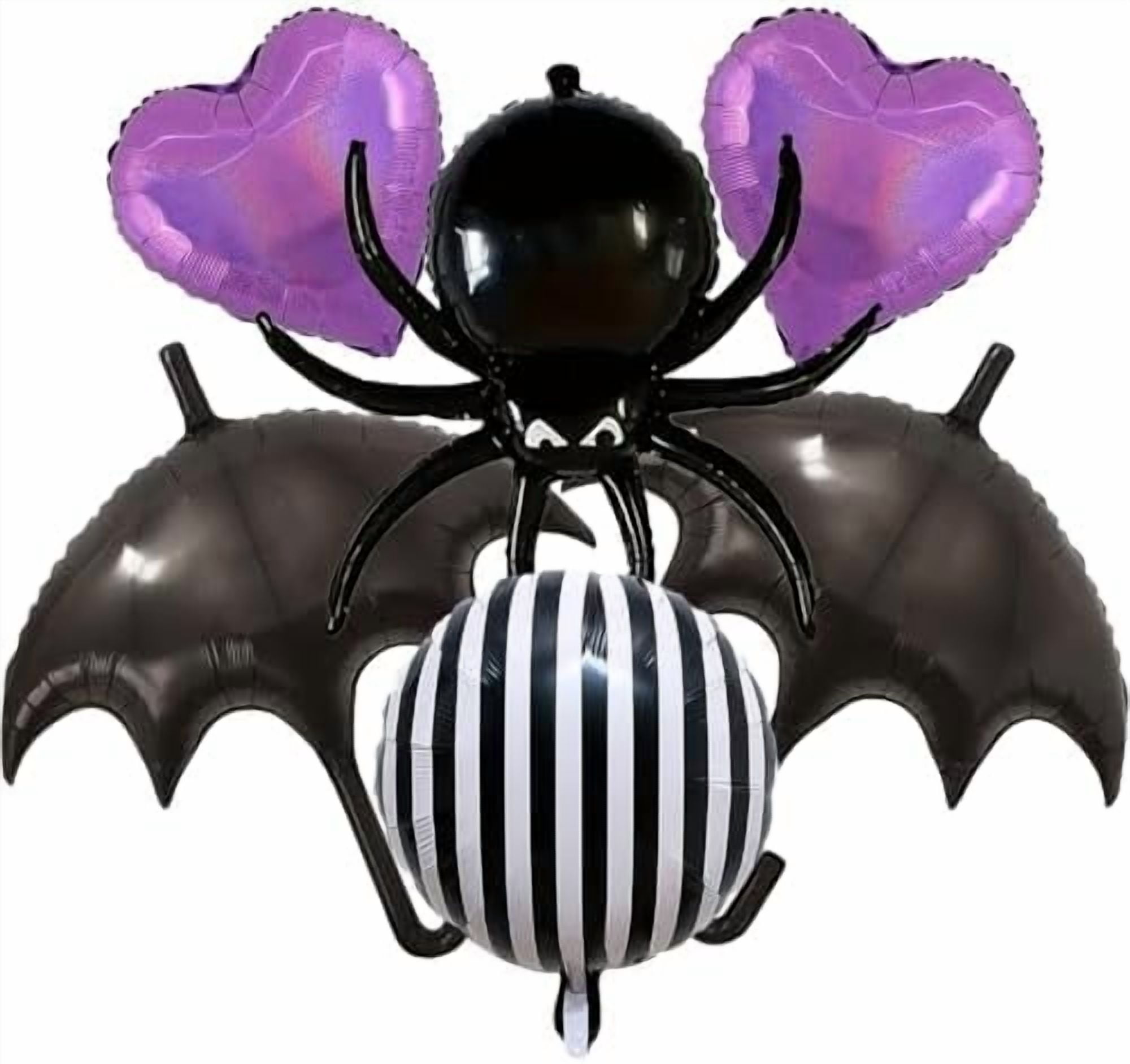 Black Umbrella Balloons Spider Balloons Gothic Black White Striped Goth ...