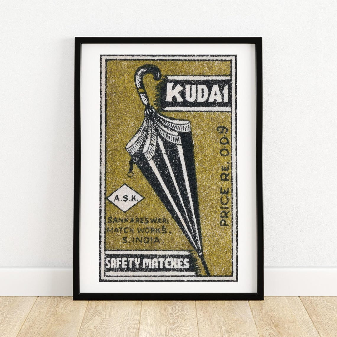 Black Umbrella - Matchbox Print - Aesthetic Wall Art - Vintage Art ...