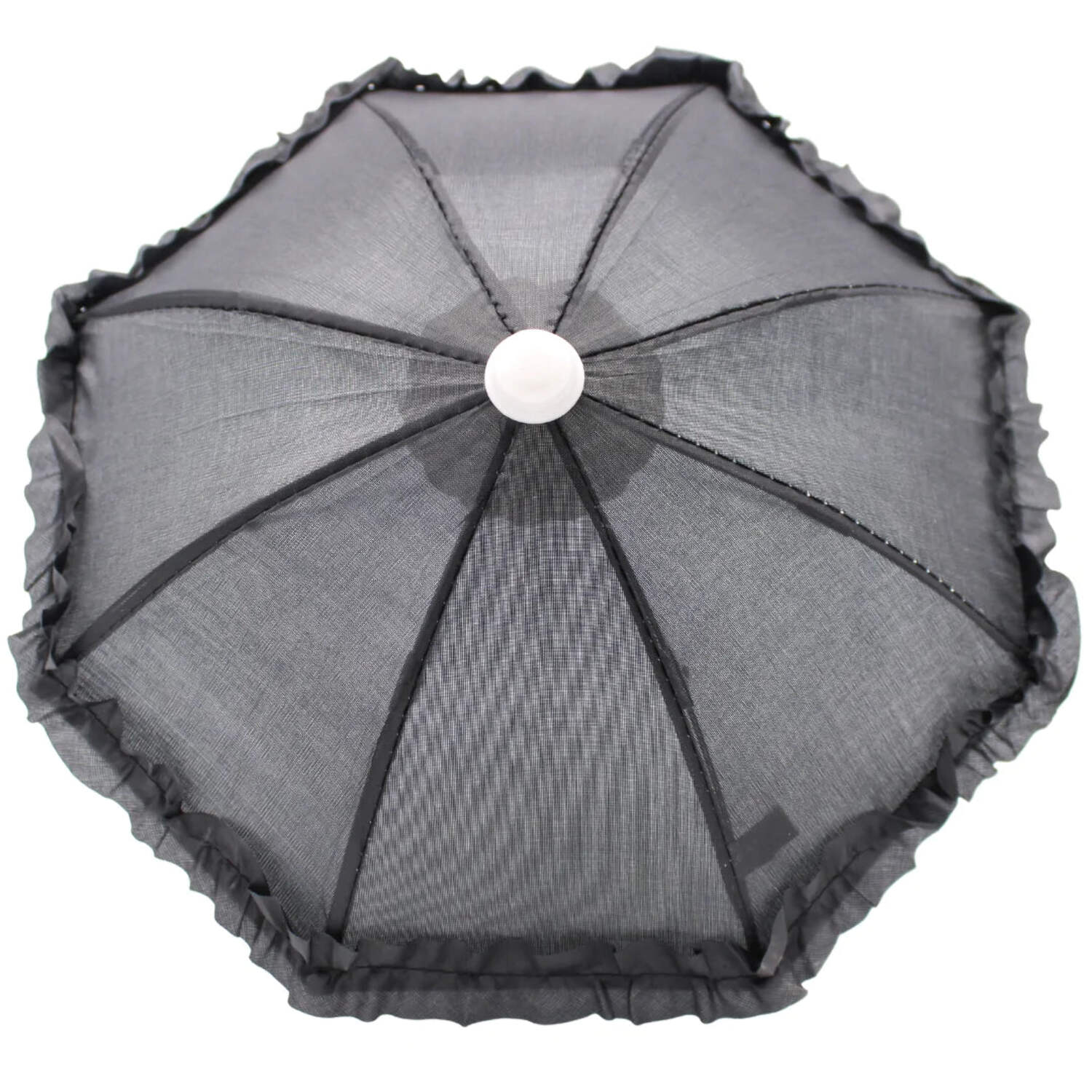 Elegant 5" Black Umbrella with Ruffle Accent - Decorative Piece ...