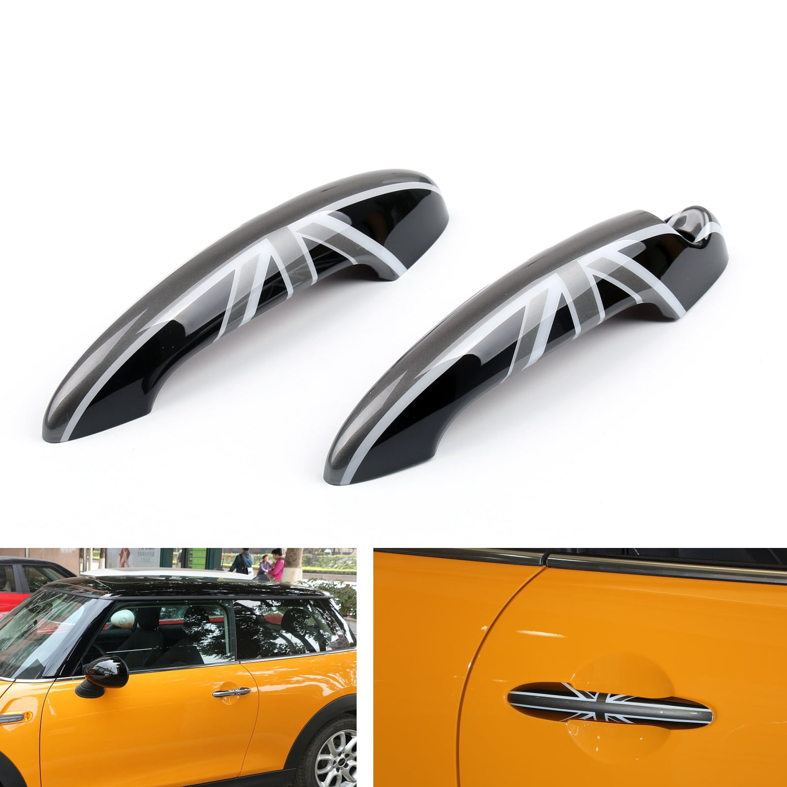Black Union Jack UK Design Door Handle Cover For Mini Cooper R50 R52 ...