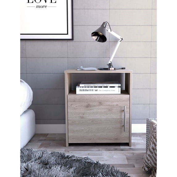 Black - Unique Design with Shelf - Bedroom Nightstand - Space - Saving ...