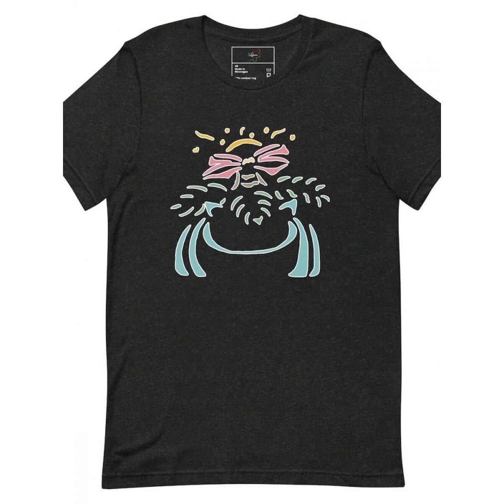Black Unisex Casual Graphic T-Shirt With Colorful Abstract Creature ...