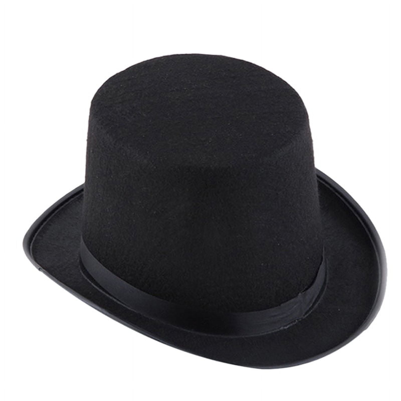 Black Unisex Fedoras Wide Mad Hats Top Hatter Festival Cap Jazz Magic ...