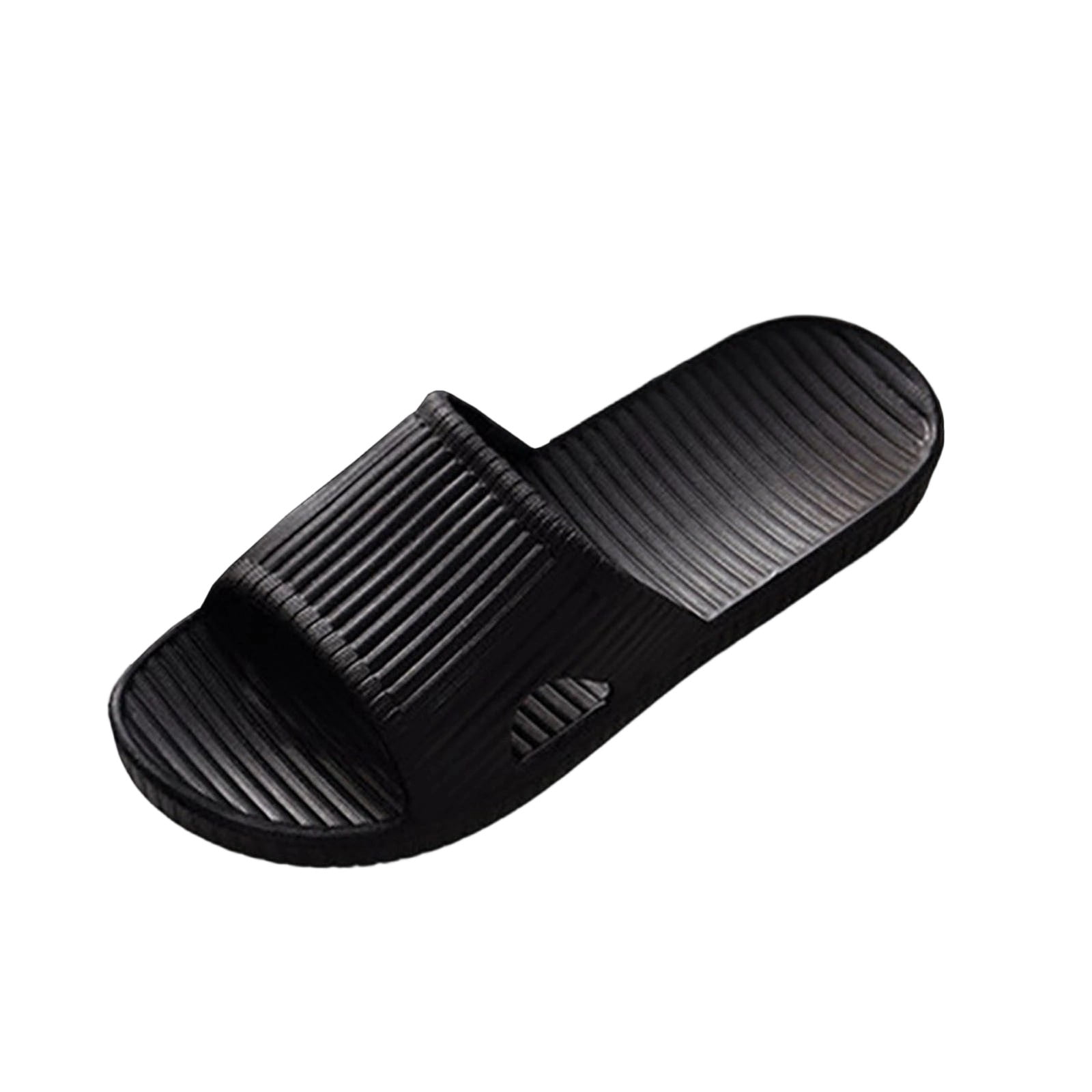 Black Unisex Indoor Bathroom Slides Pvc Material Non-Slip Plain Design ...
