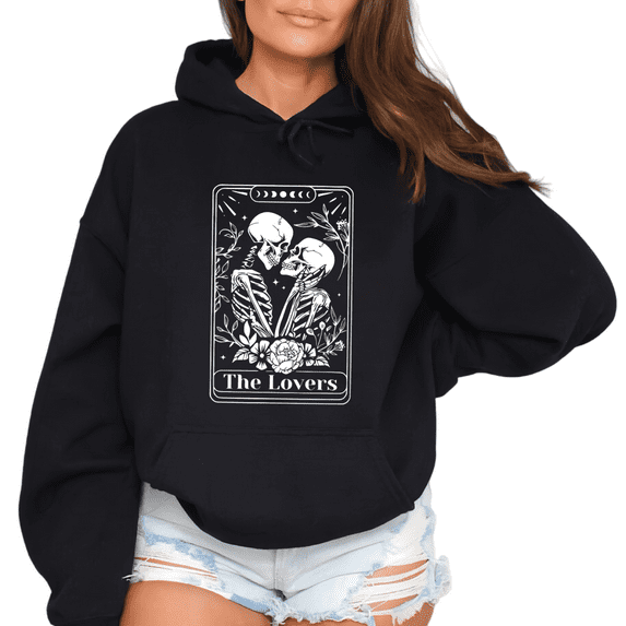 Black Unisex S Day Monochrome Skeleton Print Hoodie Graphic Sweatshirt ...