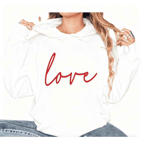 Black Unisex S Day Red Love Print Hoodie Graphic Sweatshirt For ...