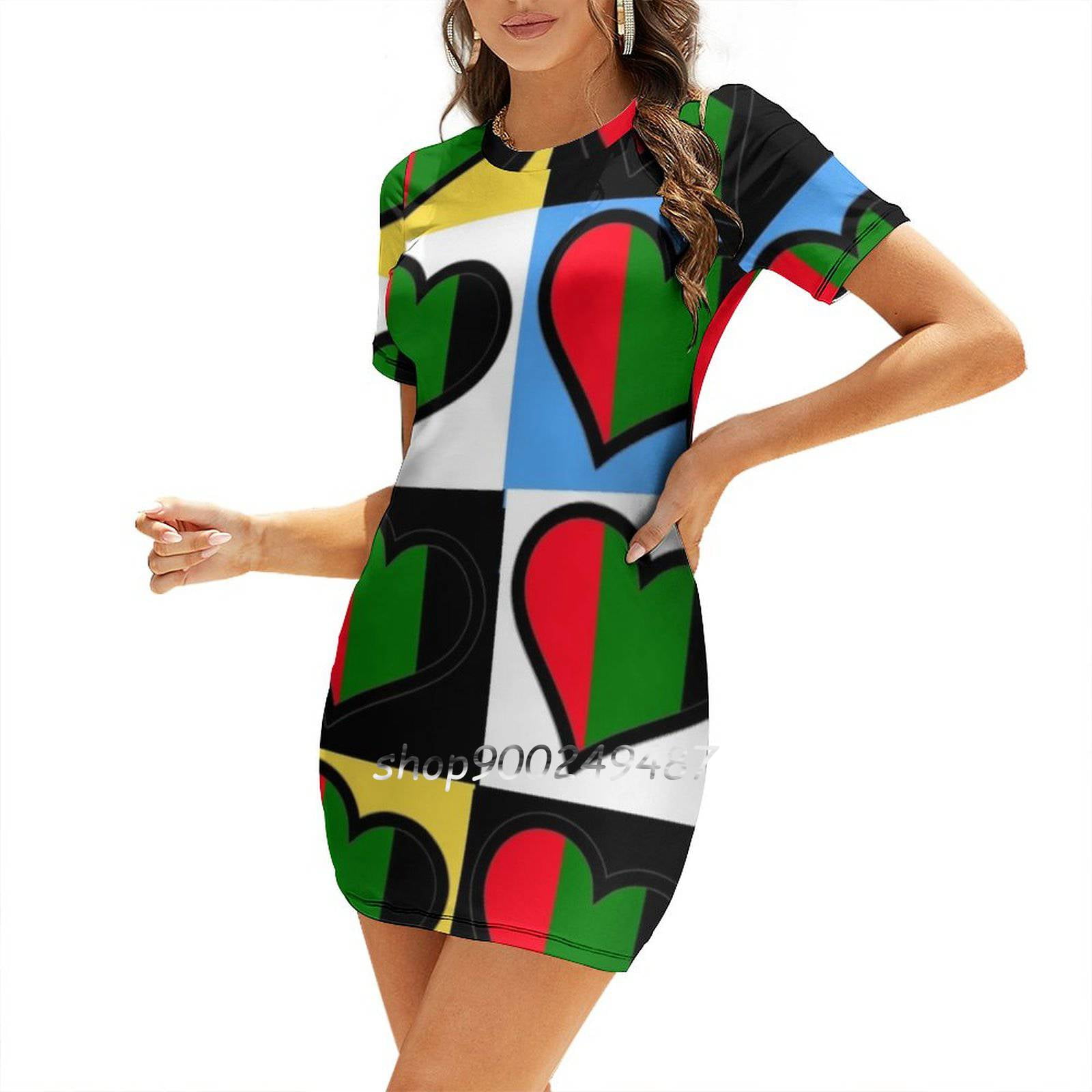 Black Unity Sweetheart Knot Flared Dress Fashion Design Large Size ...