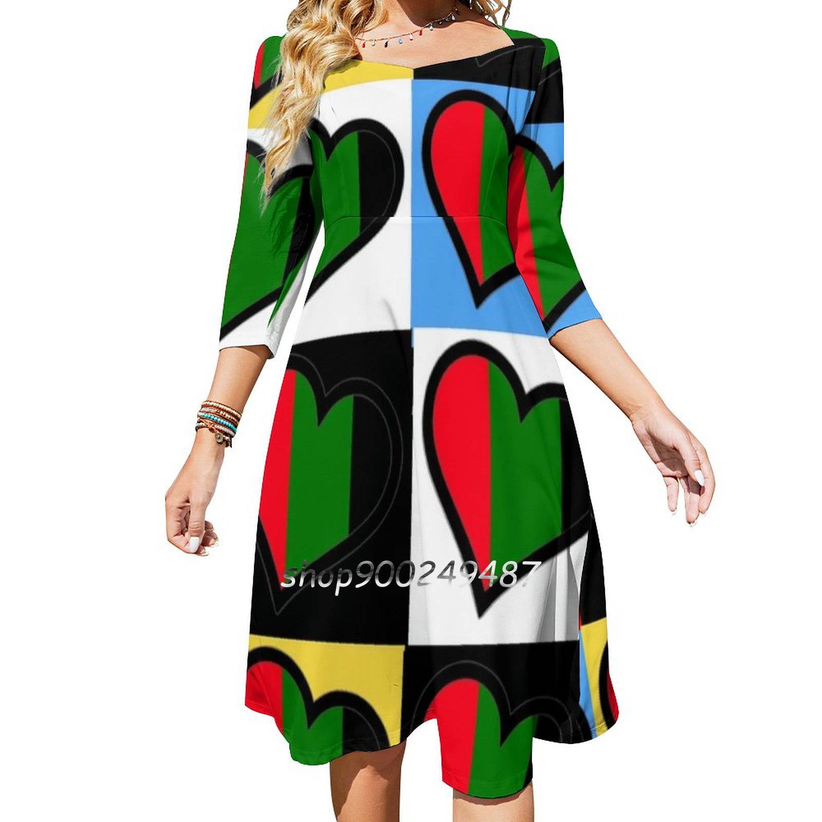 Black Unity Sweetheart Knot Flared Dress Fashion Design Large Size ...