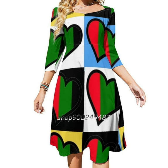 Black Unity Sweetheart Knot Flared Dress Fashion Design Large Size ...