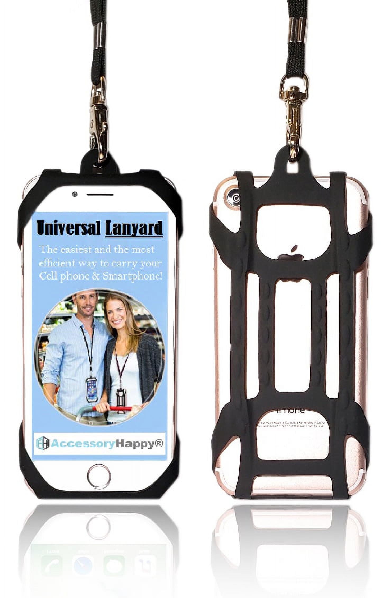 Black Universal Lanyard & Card Holder, Cell Phone Tether Neck Strap ...