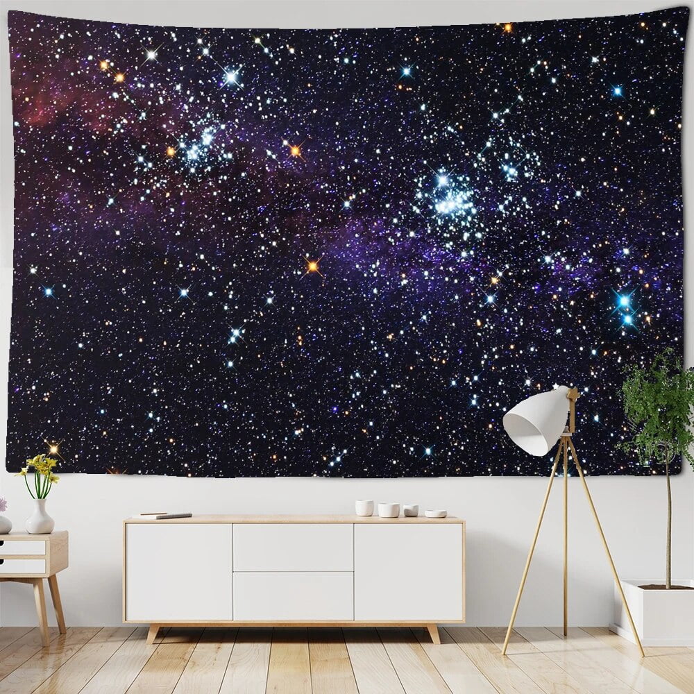 Black Universe Starry Sky Tapestry Wall hanging Galaxy Psychedelic ...