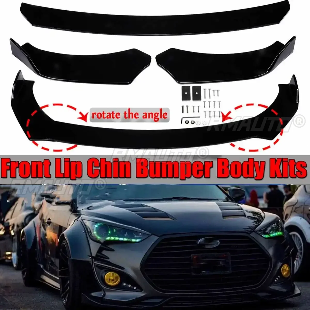 Black Univesal Car Front Bumper Lip Diffuser Protector Cover Guard For ...