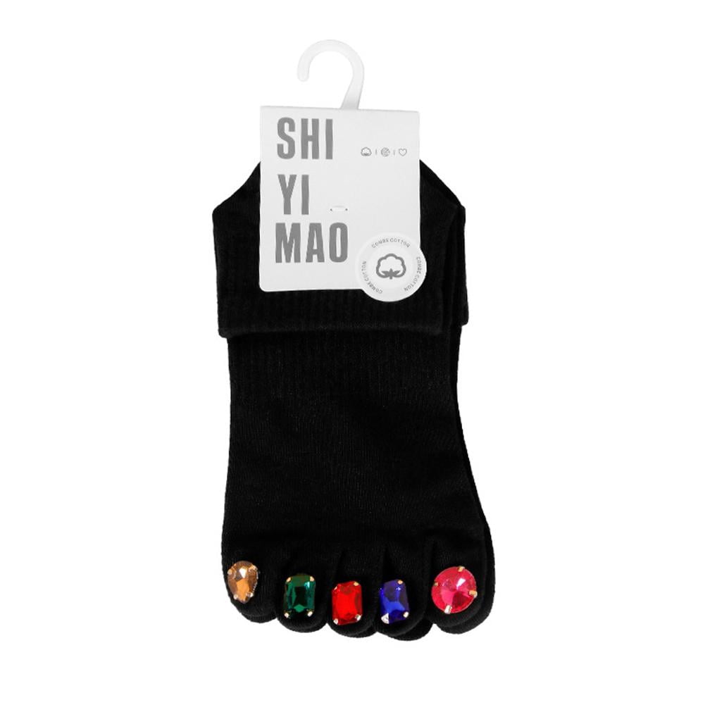 Black Upgraded Version Diamond Random Color Afivefinger Socks Shiny ...