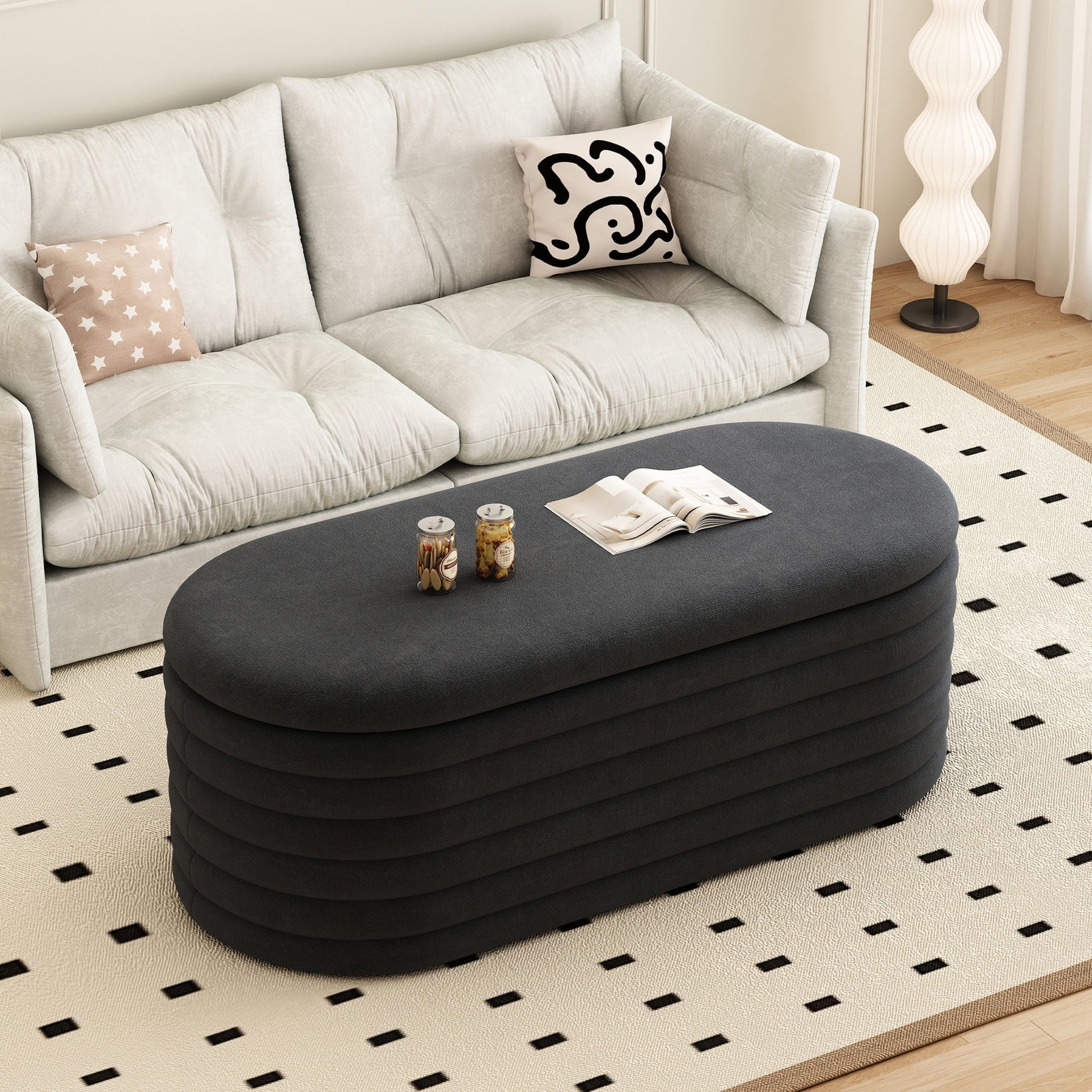 Black Upholstered Bench 40 - inch for Makeup Vanity Seat No Assembly ...