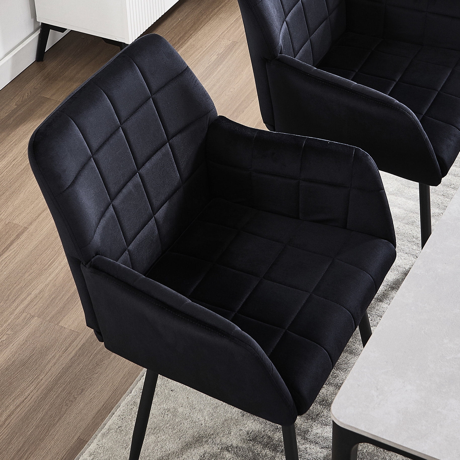 Black Upholstered Chairs for Home | Ergonomic Design with Cushioned ...