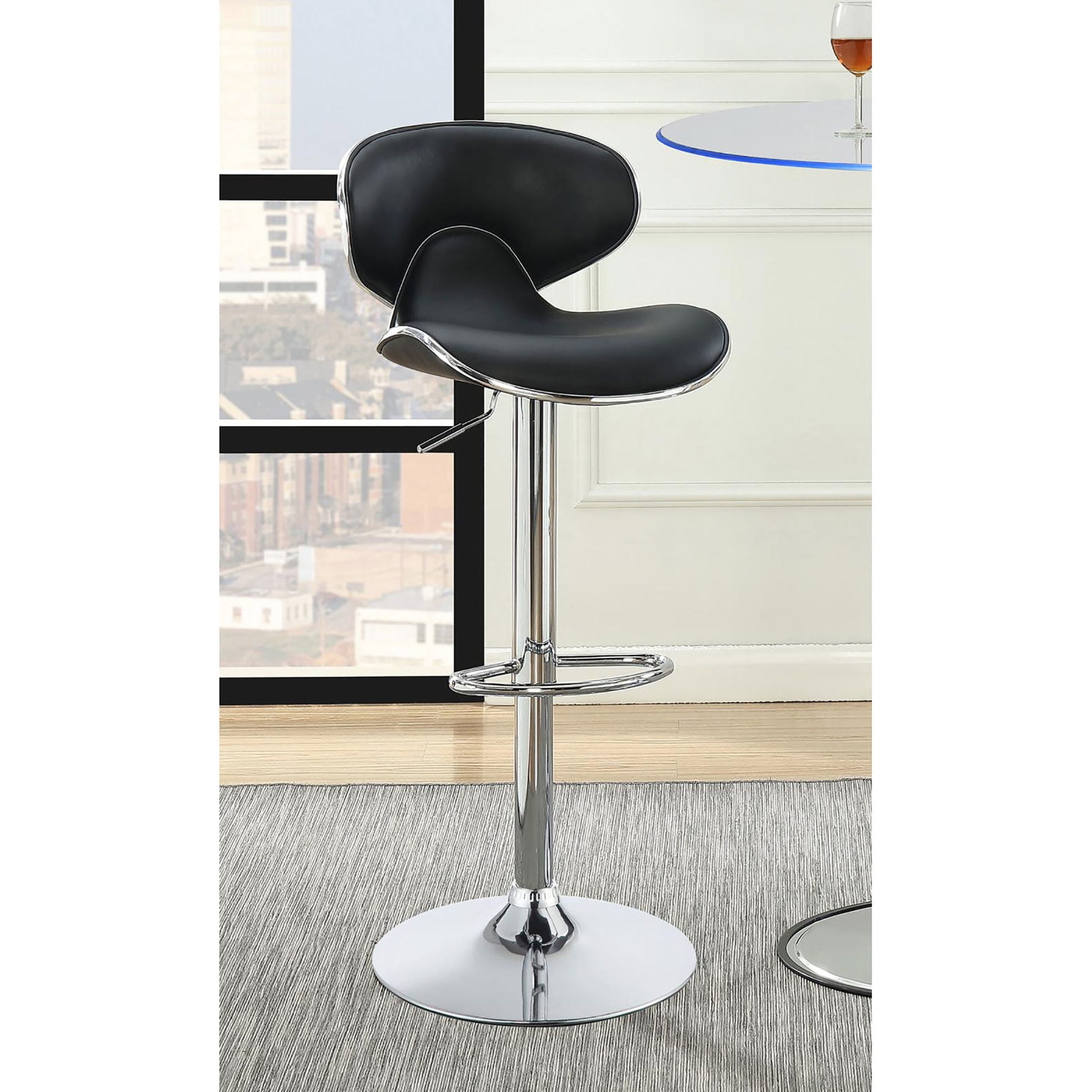 Black Upholstered with Chrome - Swivel and Height Adjustment - Kitchen ...