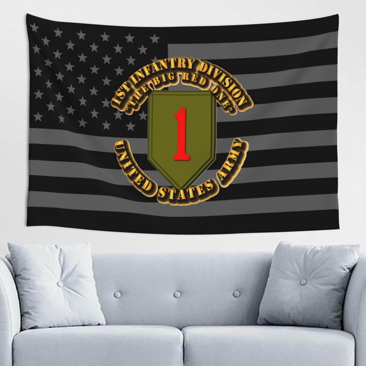 Black Us Flag Army-Special-Forces-Green-Berets-SSI-DUI Wall Tapestry ...